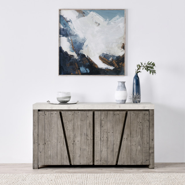 Durant 4-Door Sideboard Distressed Grey/Antique White by Kosas Home ...