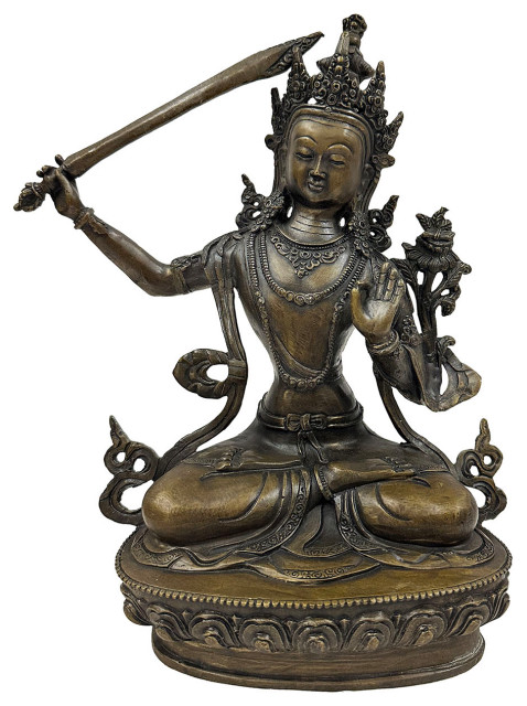 Consigned Tibetan Antique Bronze Tantric Manjusri Bodhisattva Statue ...