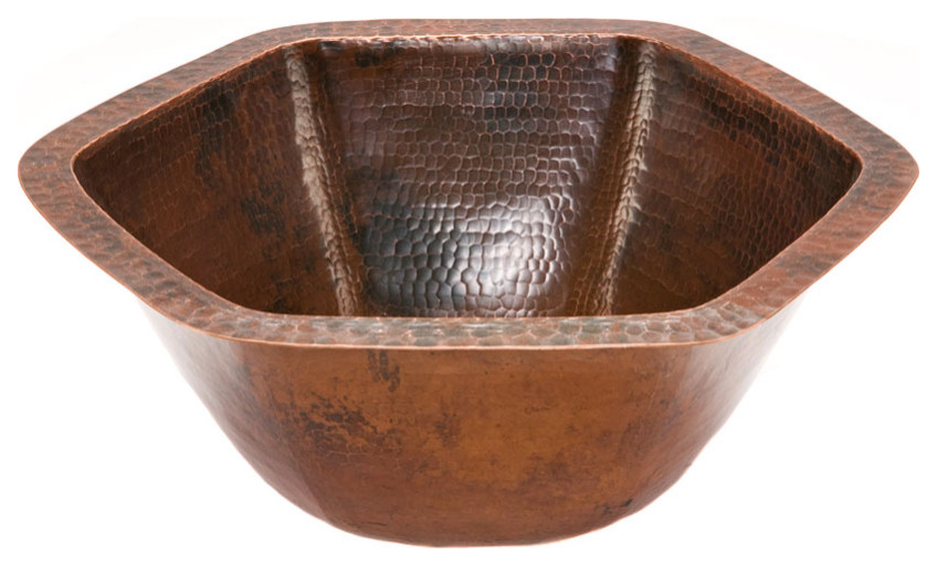 LH15.5DB Hexagon Under Counter Hammered Copper Sink - Traditional ...