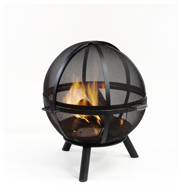 34" Diameter Outdoor Steel Woodburning Sphere Fire Pit - Industrial ...