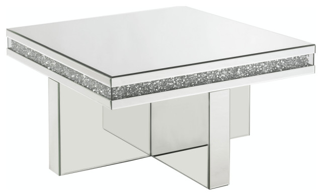 32" Silver Glass Mirrored Coffee Table - Contemporary - Coffee Tables ...