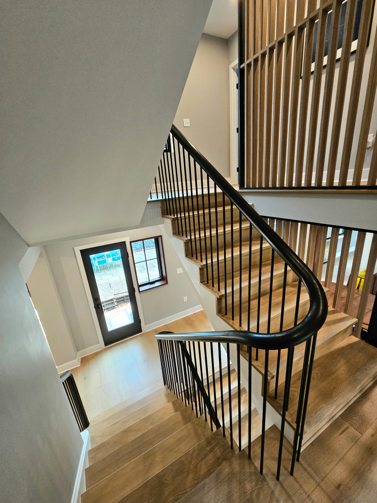 115_Stunning Continuous Rail System on 3 Story Floating Stairs ...