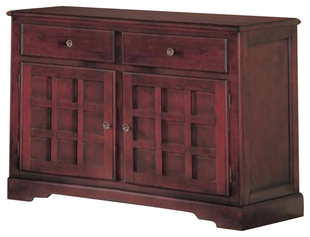 Contemporary Wooden Buffet Server With Doors And Drawers, Brown ...