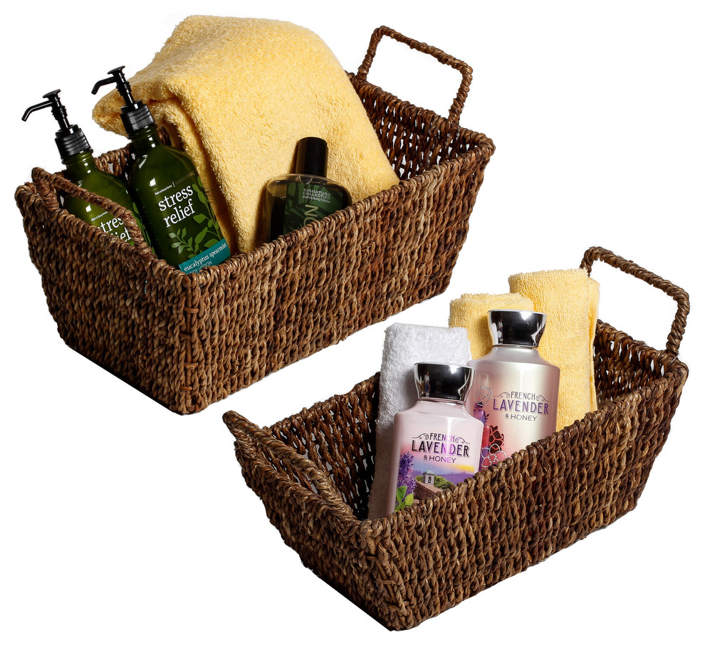 2-Piece Storage Basket Set, Small: 12" x 6" x 6.5", Large: 14" x 8" x 7 ...