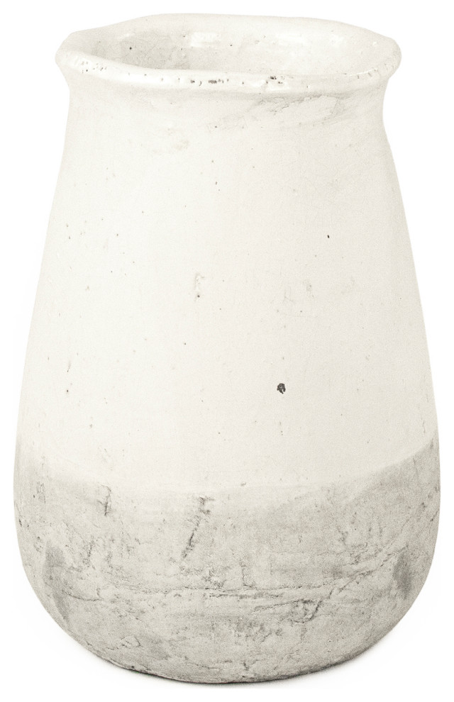 large Distressed White Vase - Farmhouse - Vases - by Zentique, Inc. | Houzz