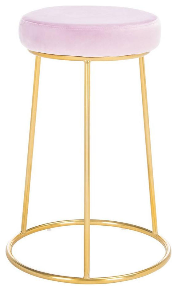 Madeline Round Counter Stool, Set of 2, Lilac/Gold - Contemporary - Bar ...