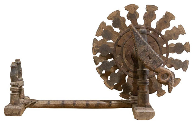 Consigned, Antique Indian Wood and Iron Spinning Wheel - Rustic ...