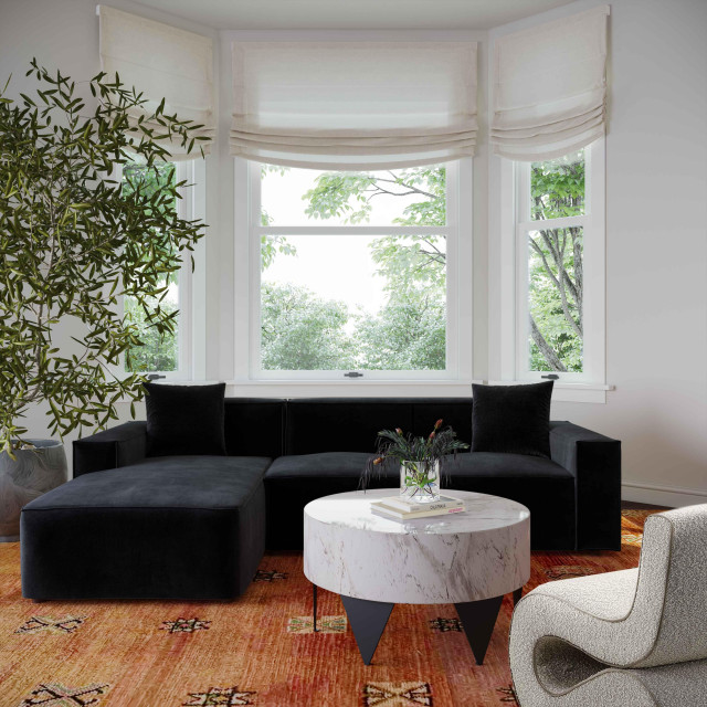 Olafur Black Velvet Sectional, LAF - Transitional - Sectional Sofas ...
