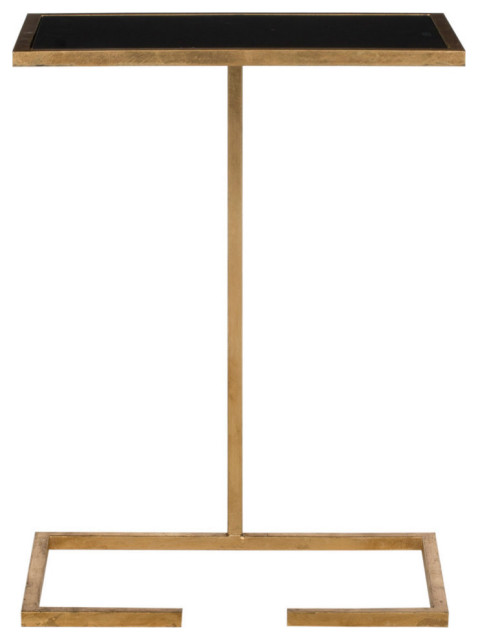 Liam Gold Leaf Accent Table, Gold/Black - Contemporary - Side Tables ...