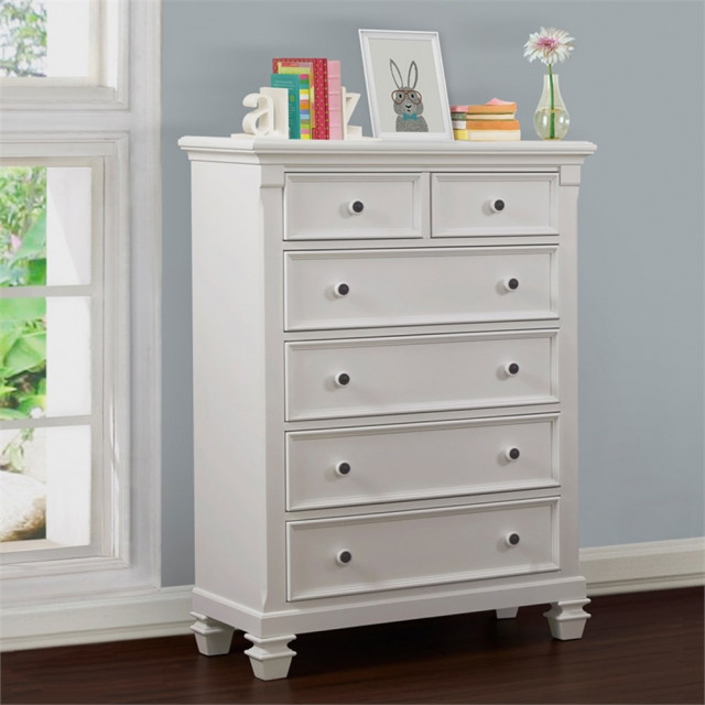 Baby Cache Glendale 6-Drawer Traditional Wood Chest in Pure White ...