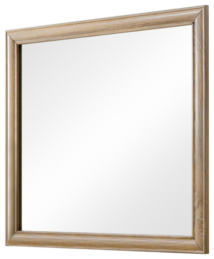 Wooden Square Mirror, Natural Brown - Transitional - Wall Mirrors - by ...