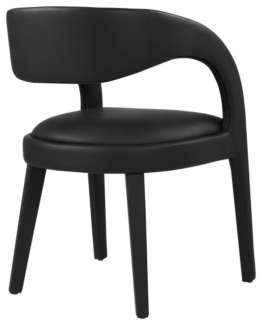 Pinnacle Vegan Leather Dining Chair Set of 2, Black - Contemporary ...