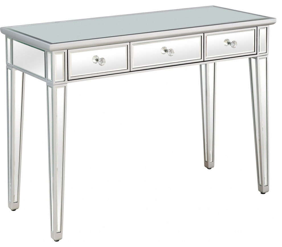 Silver Finish Three Drawer Console Table - Contemporary - Console ...