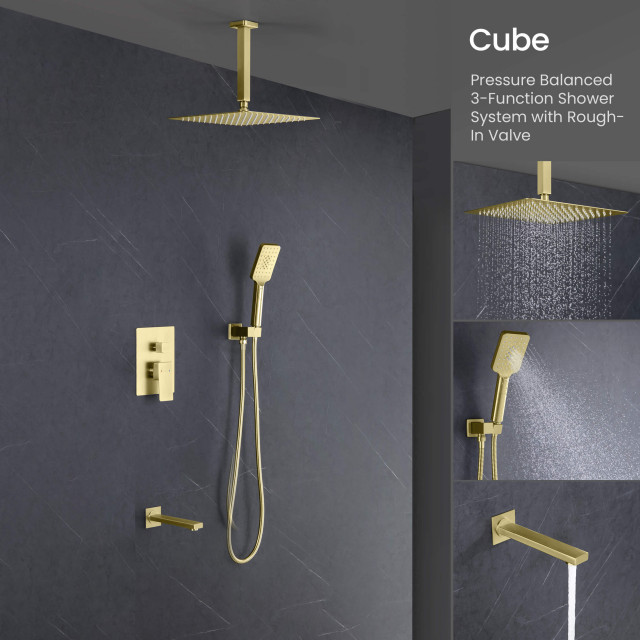 Ceiling Mounted 3-Function Shower System, Rough, Valve - Contemporary ...