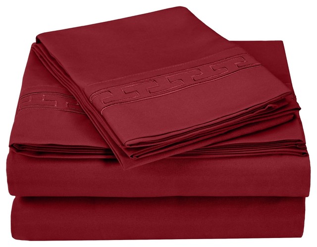 Elegant Embroidered Microfiber Sheet Set - Transitional - Sheet And ...