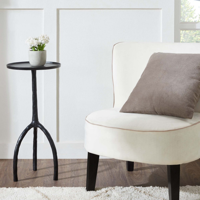 Konsta Matte Black Coated Aluminum Accent Table - Industrial - Side ...