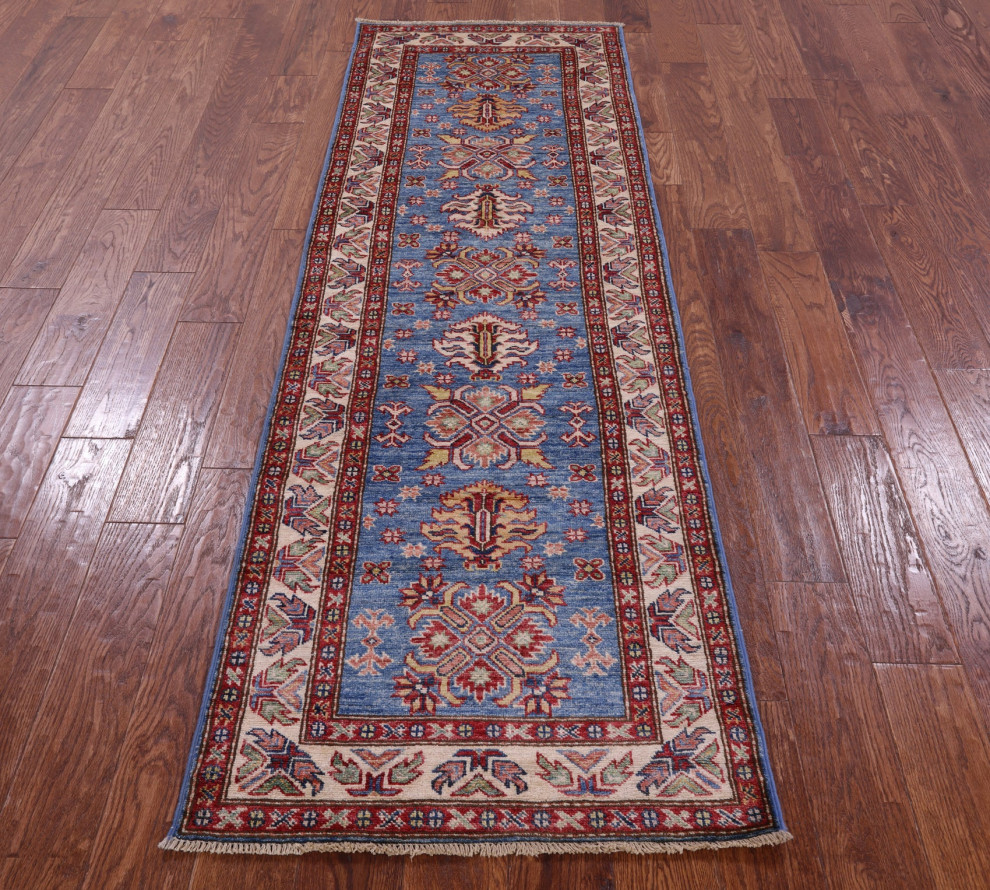 2' 6" X 7' 8" Runner Handmade Super Kazak Wool Rug - Q18203, 2' 6" X 7 ...
