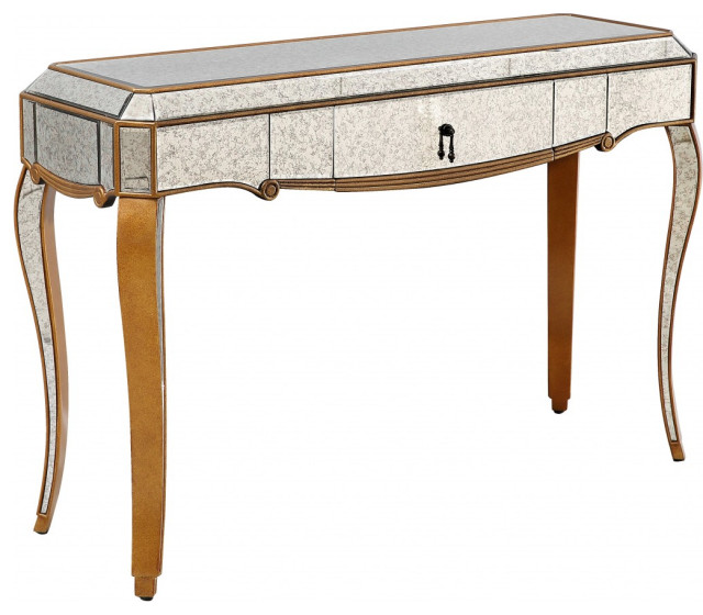 Antiqued Gold Wooden Console Table - Traditional - Console Tables - by ...