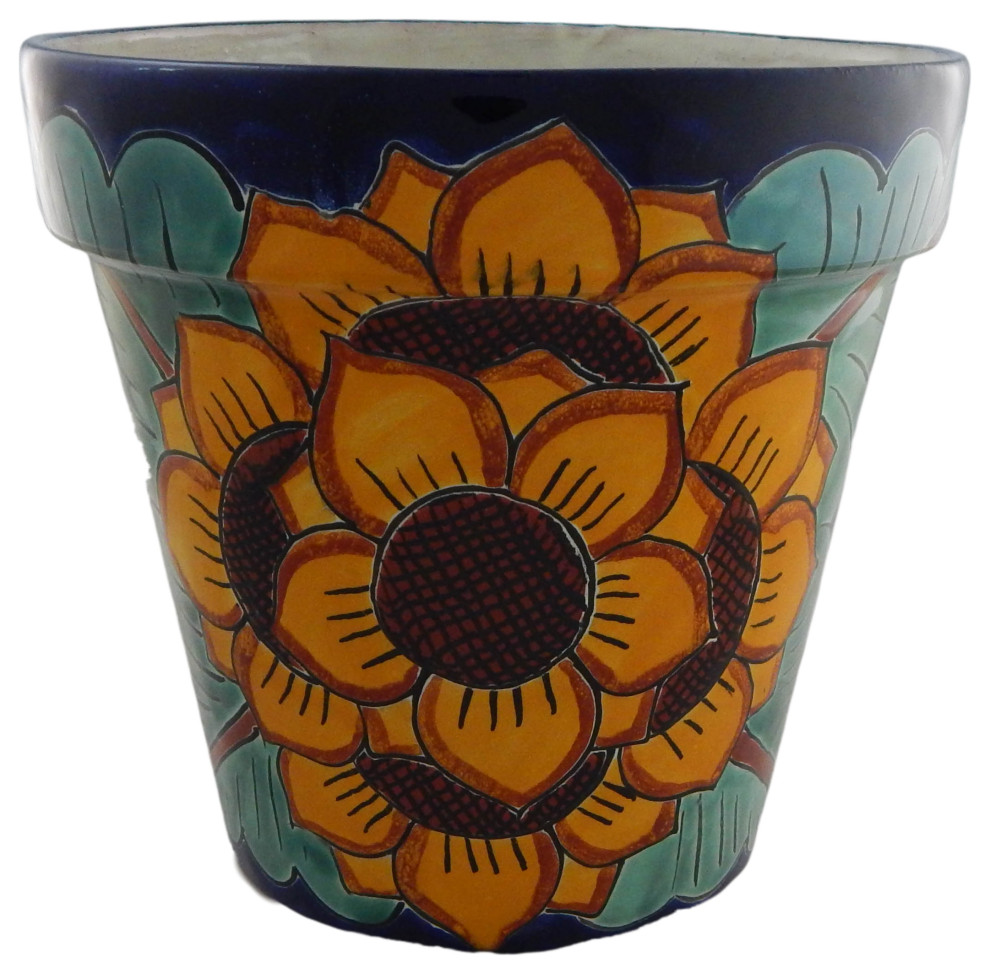 Mexican Ceramic Flower Pot Planter Folk Art Pottery Handmade Talavera ...
