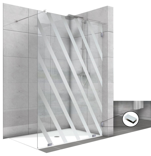 Fixed Shower Screen With Vertical Lines, 25-1/2" X 75" - Contemporary - Shower Doors - by Glass ...