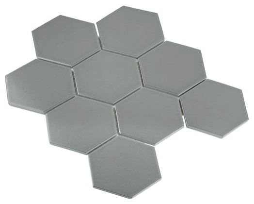 Gio Gray Matte 4" Hexagon Porcelain Mosaic Tile, 55 Sheets ...