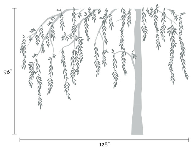 Leafy Weeping Willow Tree Decal, Standard - Contemporary - Wall Decals ...