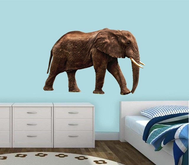 VWAQ African Elephant Wall Sticker Decal, 8"x12" - Tropical - Wall ...