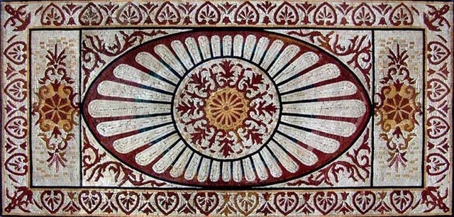 Handmade Mosaic Art Tile Rug Insert, 47" x 28" - Mediterranean - Tile ...