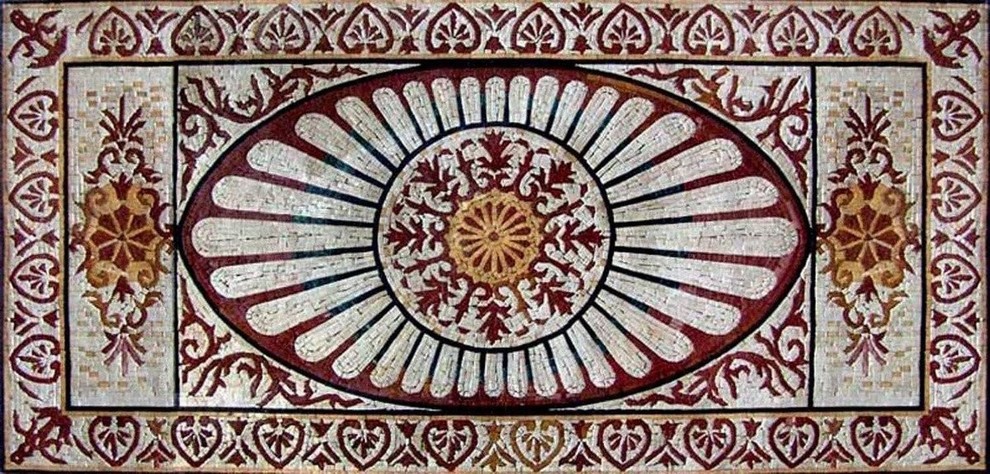 Handmade Mosaic Art Tile Rug Insert, 47" x 28" - Mediterranean - Tile ...