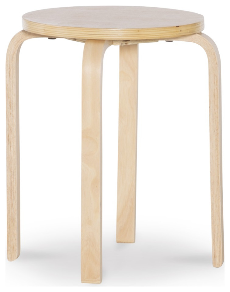 17" Bentwood Stool, Natural, Set of 4 - Midcentury - Bar Stools And ...