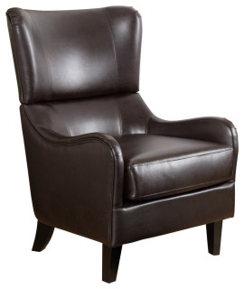 GDF Studio Ellery Brown Leather Club Chair - Transitional - Armchairs ...