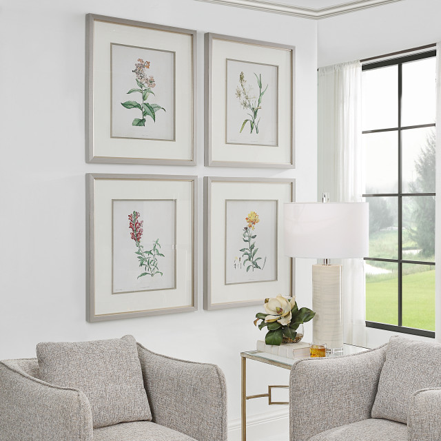 Heirloom Blooms Study Framed Prints Set/4 - Farmhouse - Prints And ...