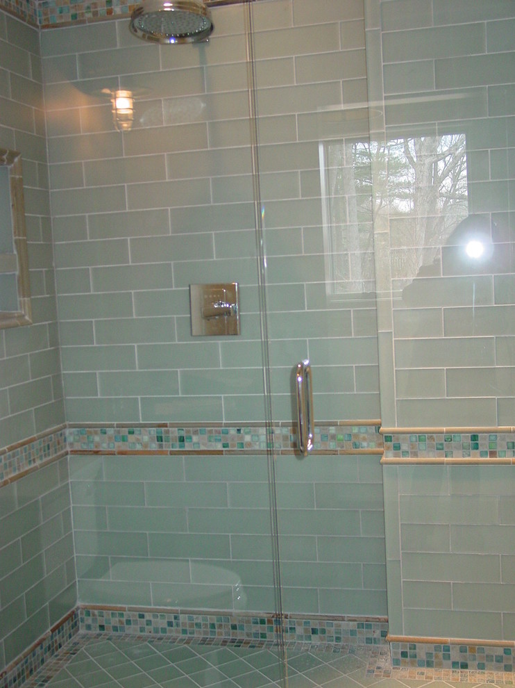 Blue Glass Tile Shower - Traditional - Bathroom - Other | Houzz