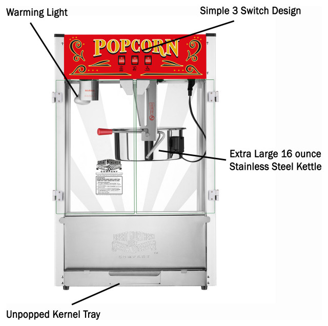 Midway Marvel Countertop Popcorn Machine 7 Gallon Popper 16oz Kettle ...