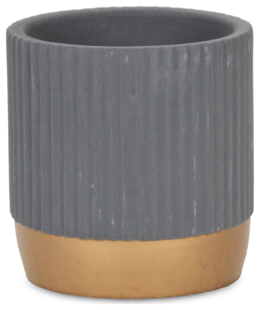 Gold Base Gray Ceramic Pot - Small - Contemporary - Outdoor Pots And ...
