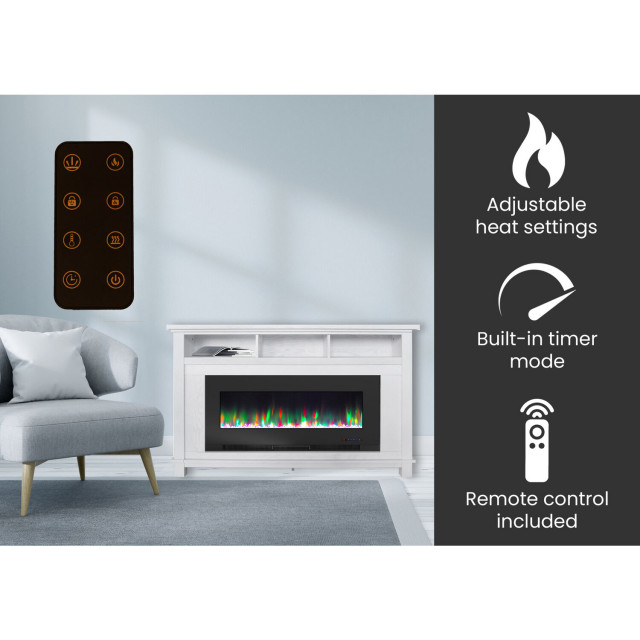 32" Industrial Chic Electric Fireplace Heater With and 10 LED Color ...