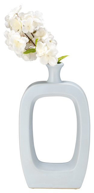 Ceramic 14" Vase, Cutout, Blue, 8x3x14 inches - Contemporary - Vases ...
