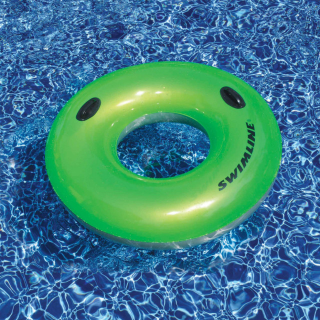 48" Water Sports Inflatable Bright Green Swimming Pool Inner Tube Ring ...