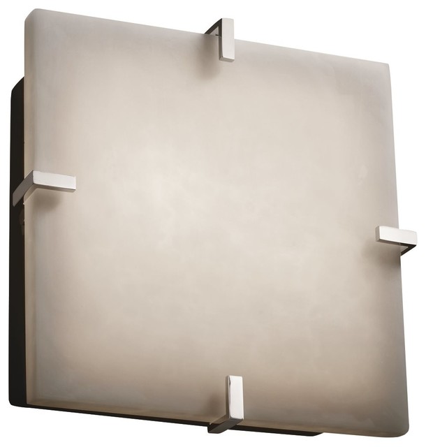 Justice Designs Clouds Clips 12" Square Flush-Mount - Polished Chrome ...