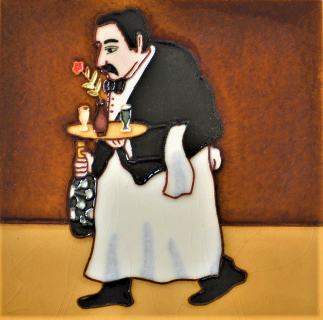 6x6" Italian Waiter Ceramic Art Tile Hot Plate Trivet and Wall Decor ...