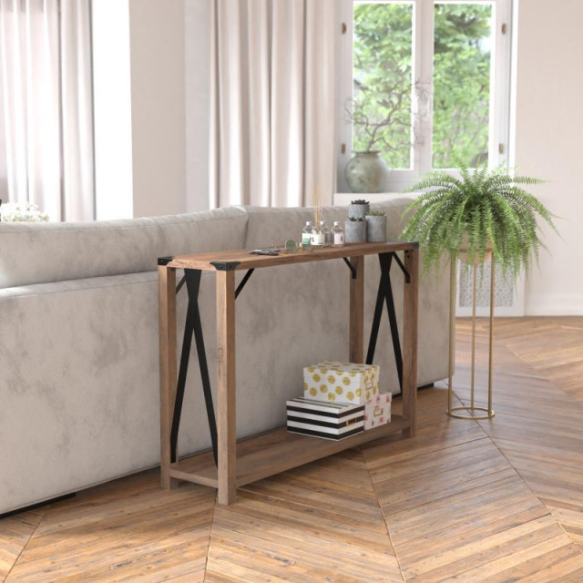 Wyatt Modern Farmhouse Wooden 2 Tier Console Table - Rustic - Console ...