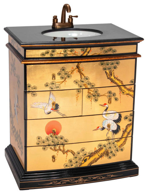 Gold Lacquer Small Vanity Cranes - Asian - Bathroom Vanities And Sink ...