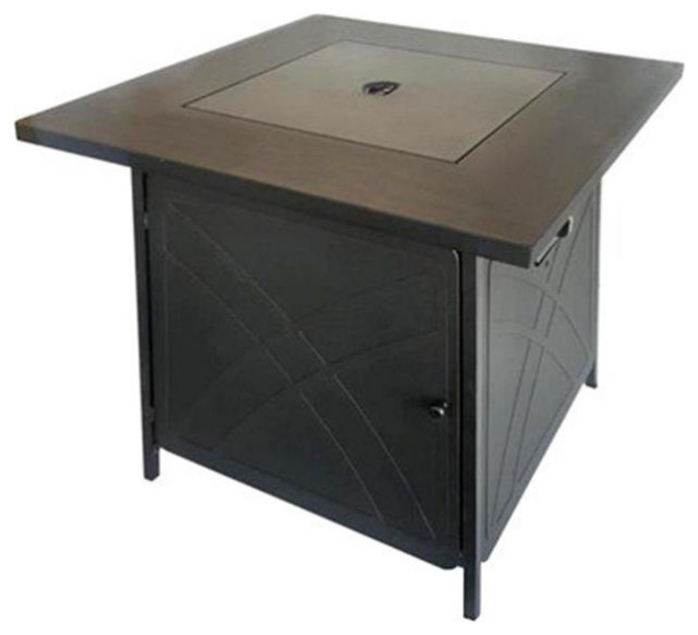 Shinerich 28 in. Gas Square Steel Fire Pit, 28 in - Transitional - Fire ...