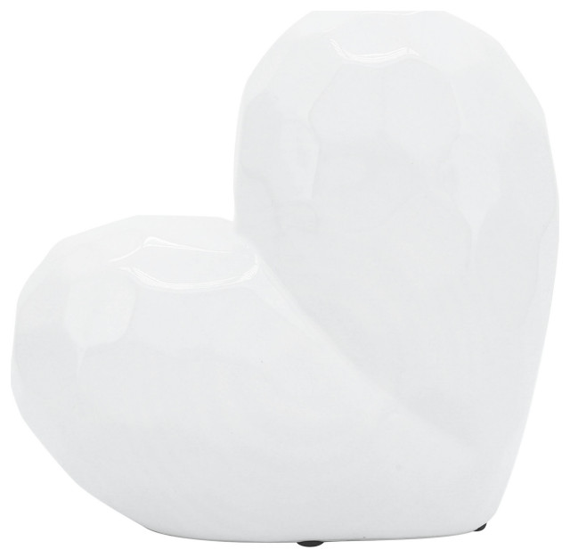 White Ceramic Heart, 8" - Contemporary - Decorative Objects And ...