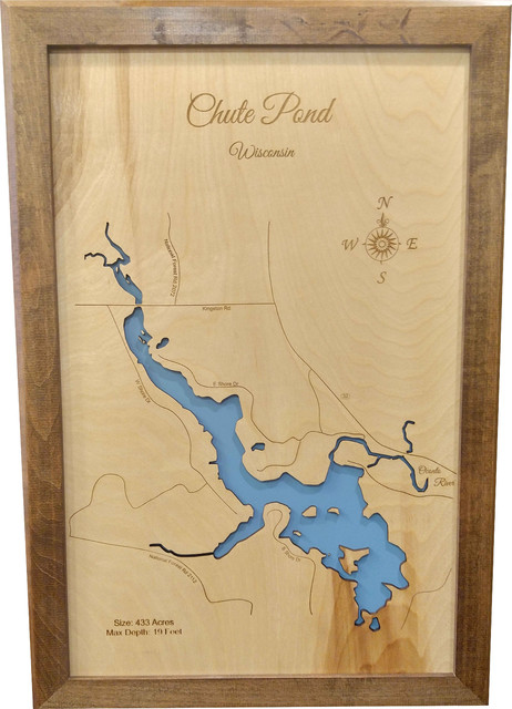 Chute Pond, Wisconsin-Wood Lake Map, Medium - Contemporary - Wall ...