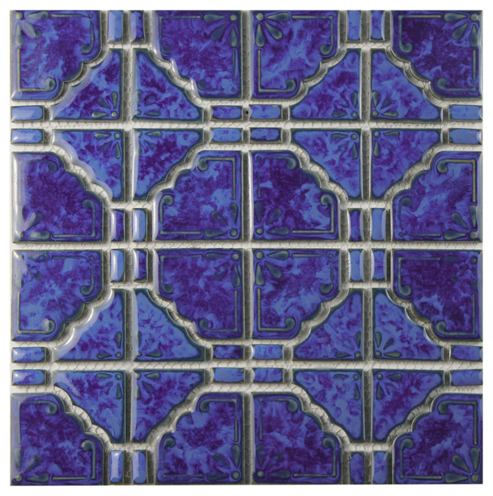 Moonbeam Mosaic Floor and Wall Tile, Blue Cloud, Sample - Contemporary ...