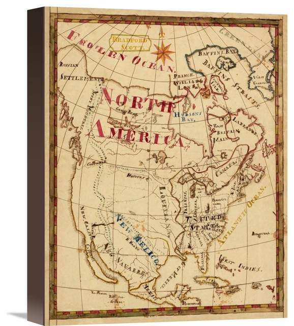 North America, 1816, 13"x1.5"x16", 13"x1.5"x16" - Contemporary - Prints ...