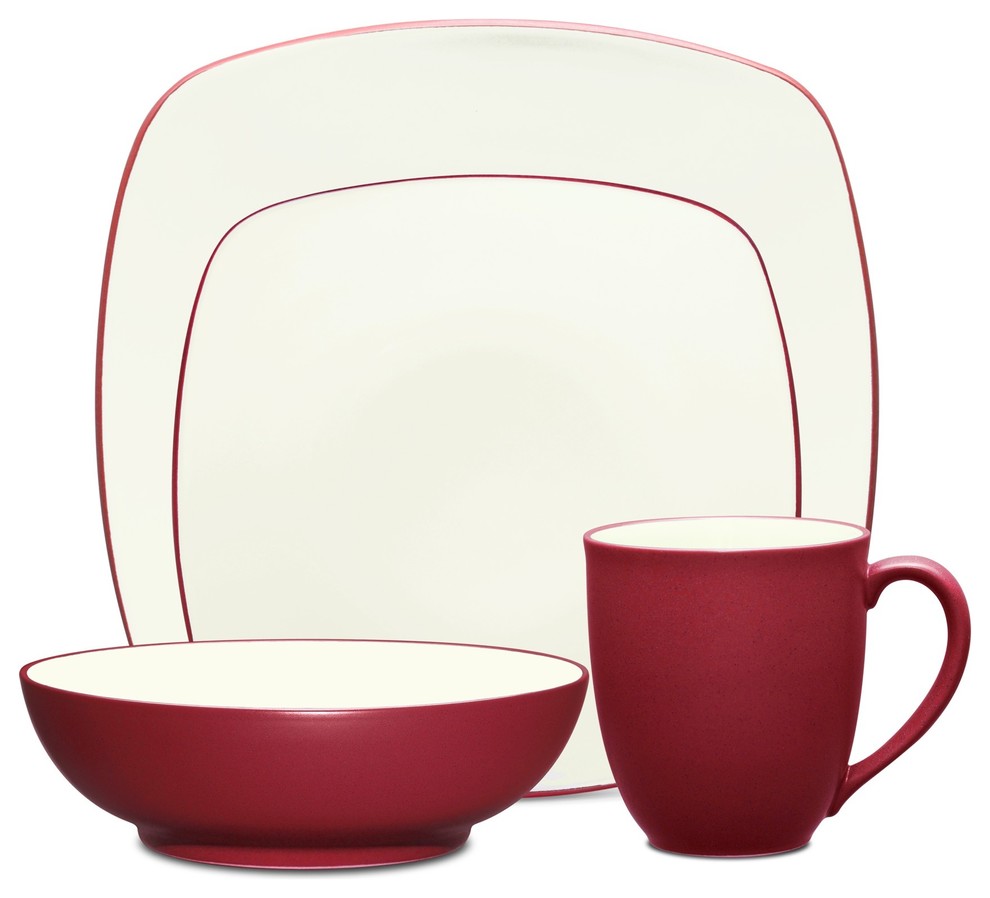 Noritake Colorwave Raspberry Square 32Pc Dinnerware Set, Service for 8 ...
