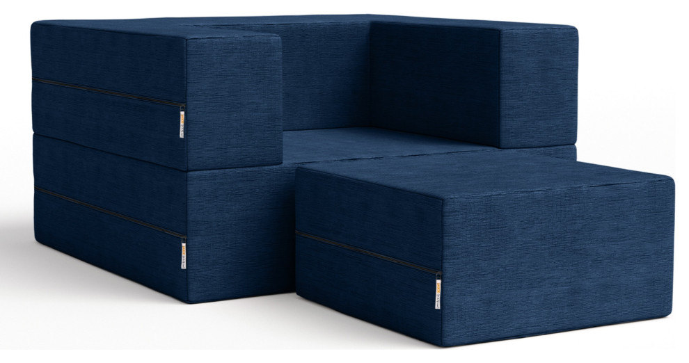 Jaxx Zipline Convertible Sleeper Chair and Ottoman With Washable Cover ...