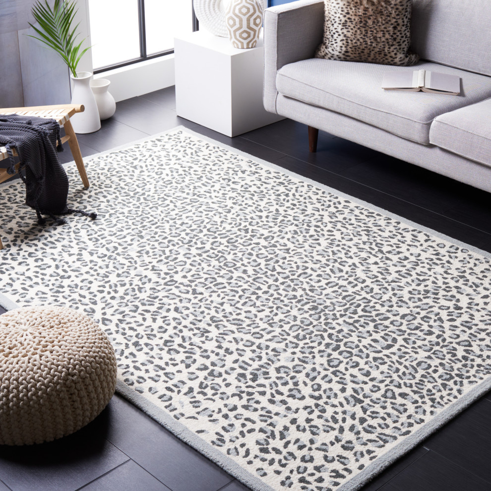 Safavieh Metro Met868F Animal Prints /Images Rug, Grey/Ivory, 2'3"x9 ...